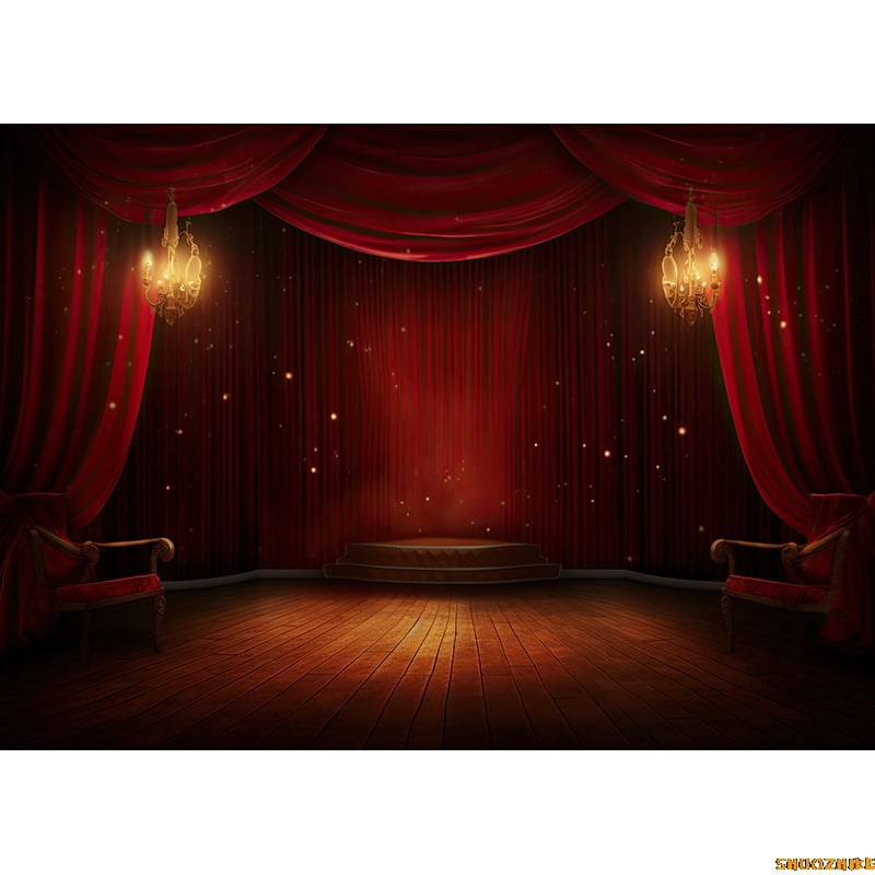 Red Theater Podium Stage Op Curtain Spotlight Photography Backdrops ...
