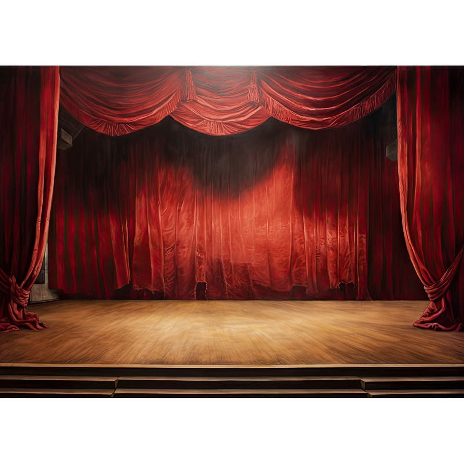 Red Theater Podium Stage Open Curtain Spotlight Photography Backdrops ...
