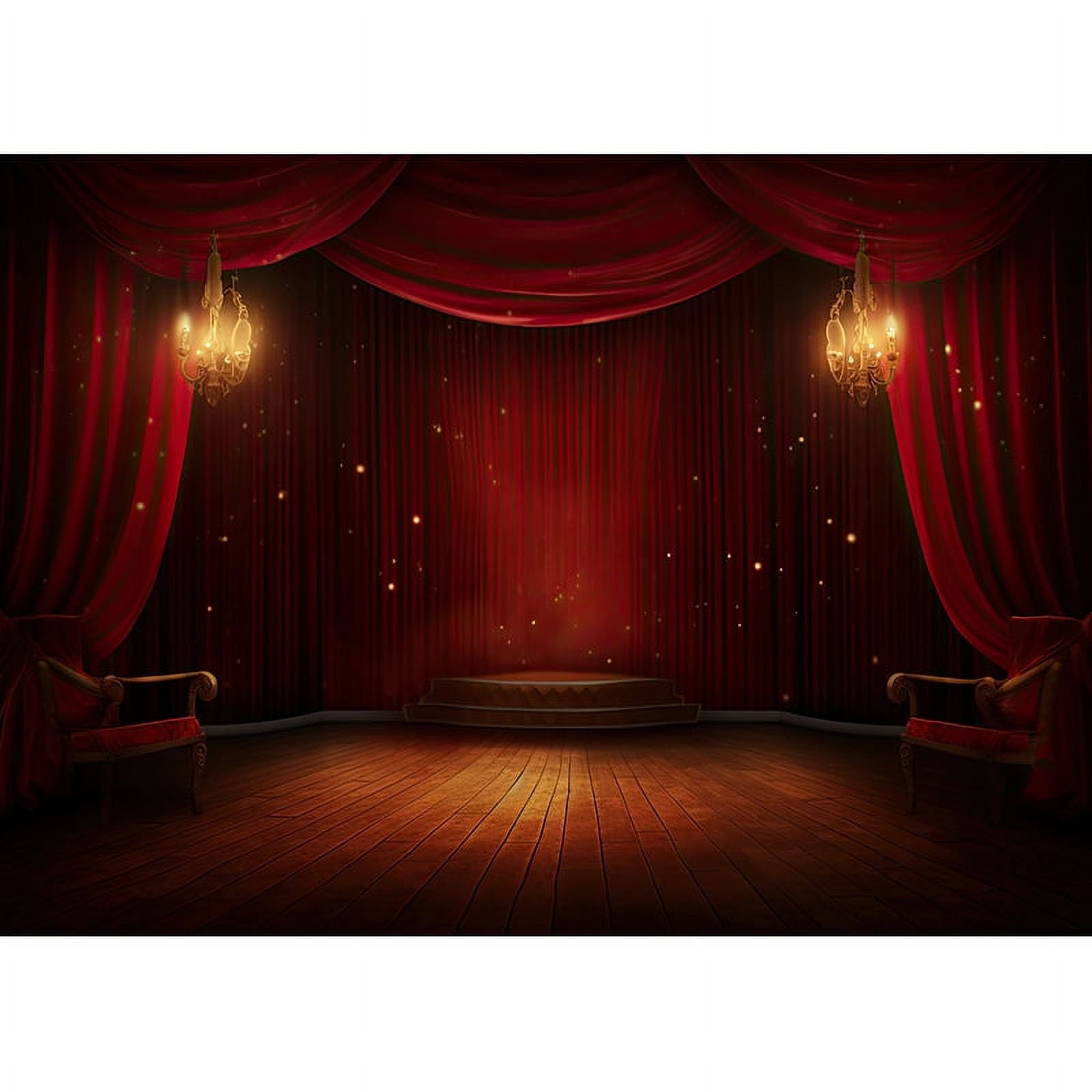 Red Theater Podium Stage Open Curtain Spotlight Photography Backdrops ...
