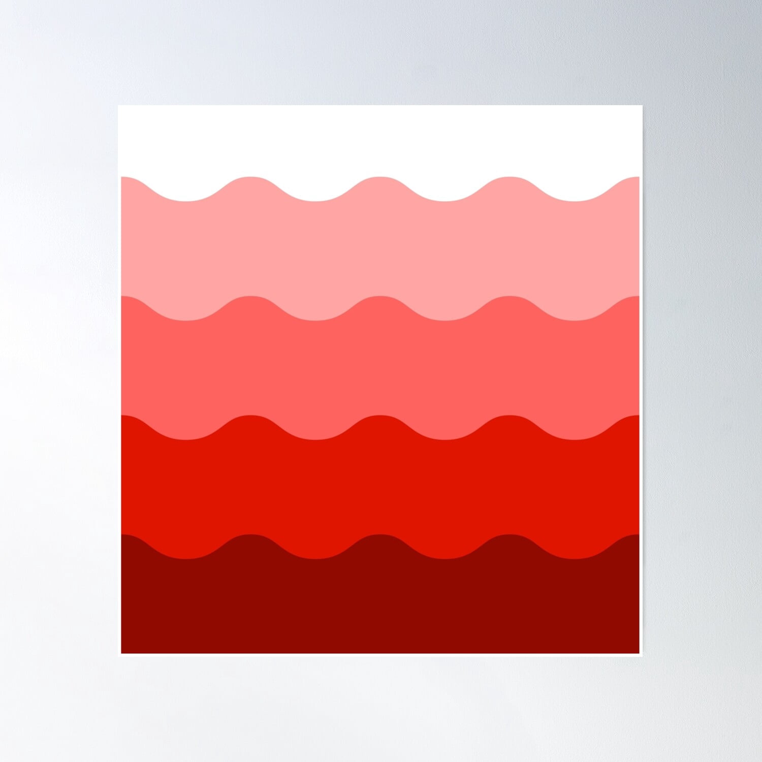Red Thick Ombre Waves Poster Wall Art, Modern Wall Decor, 30x30 ...