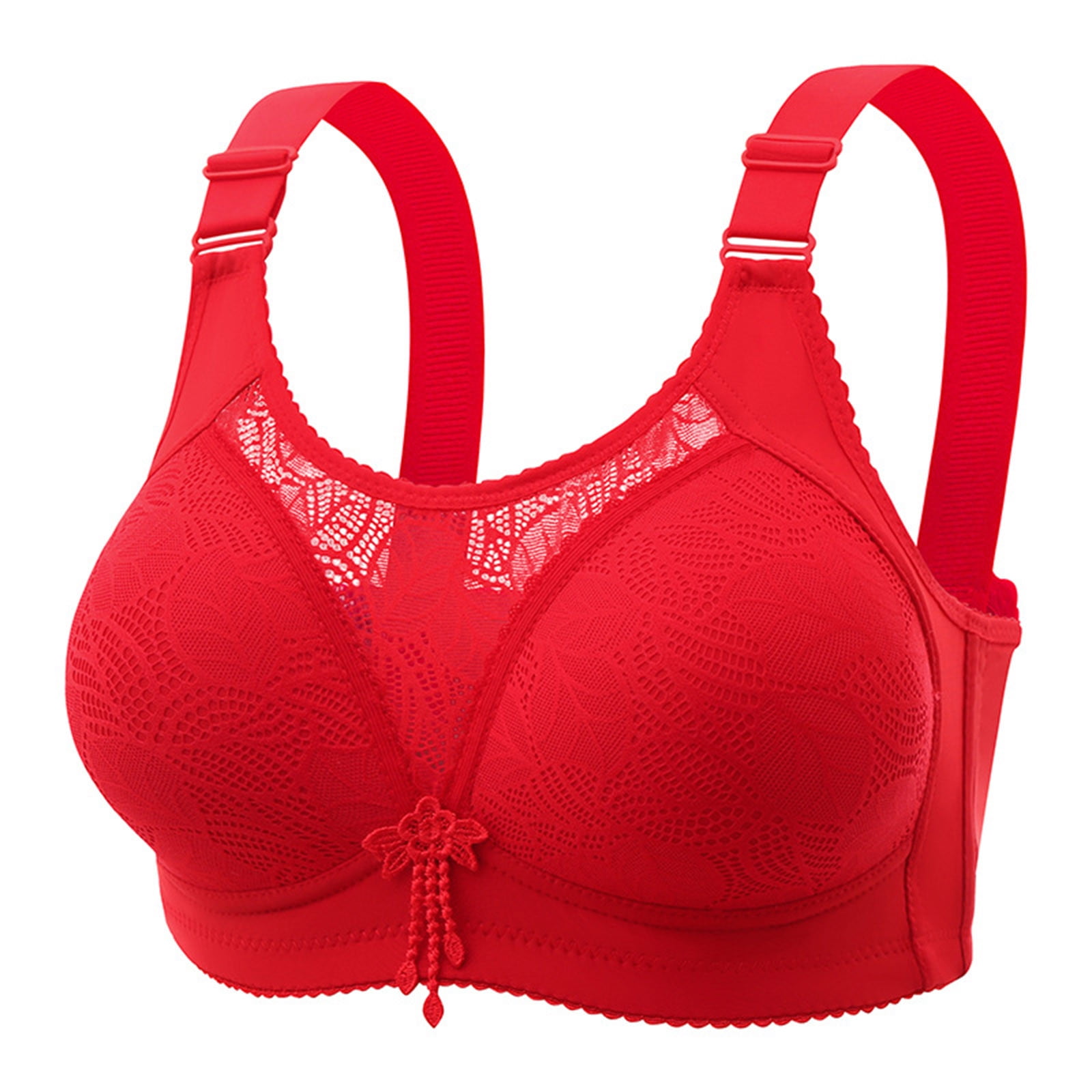 Red Thin Seamless Wireless Bras for Women Spandex Embroidered Print ...