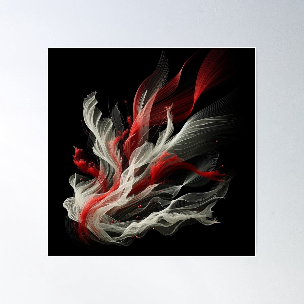 Red Threads In Motion Poster Wall Art, Modern Wall Decor For Living ...