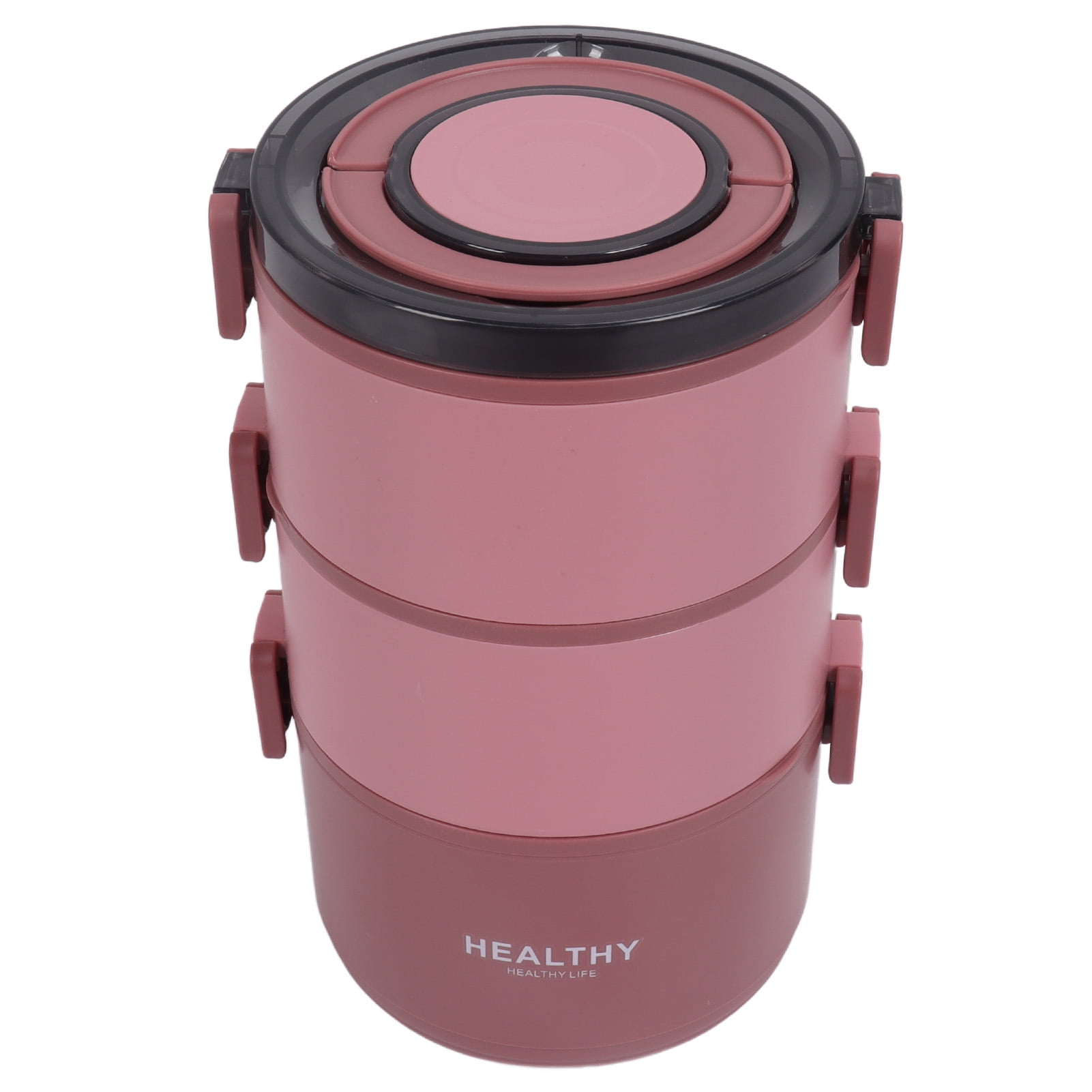 Red Three Layer Detachable Compartment Lunch Box 2200ml Portable Round ...