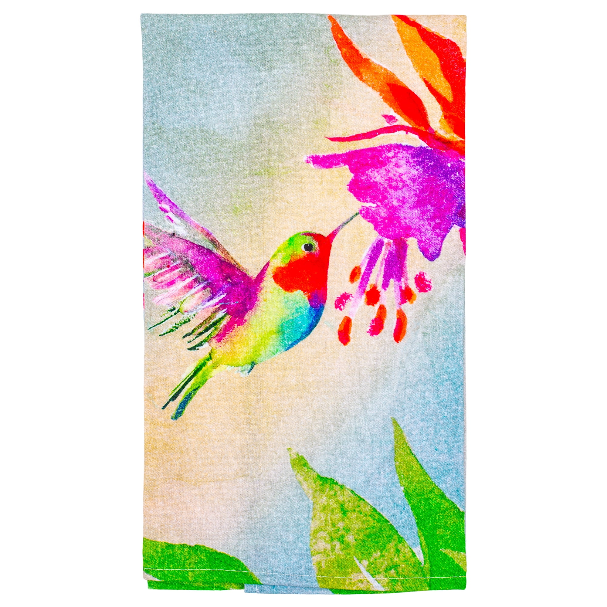 Red Throat Hummingbirds Springtime Printed Flour Sack Kitchen Dish ...
