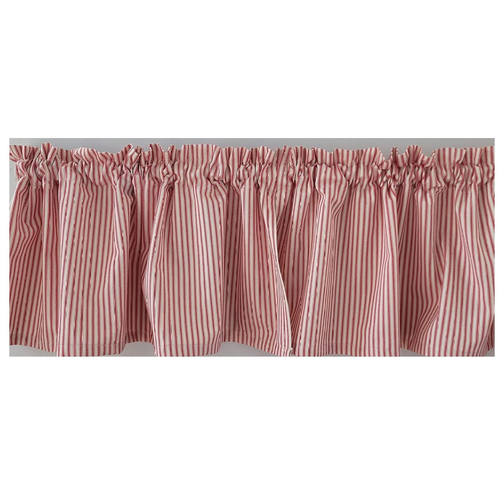 Red Ticking Stripe with background Valance Curtain, Valance, Farmhouse ...