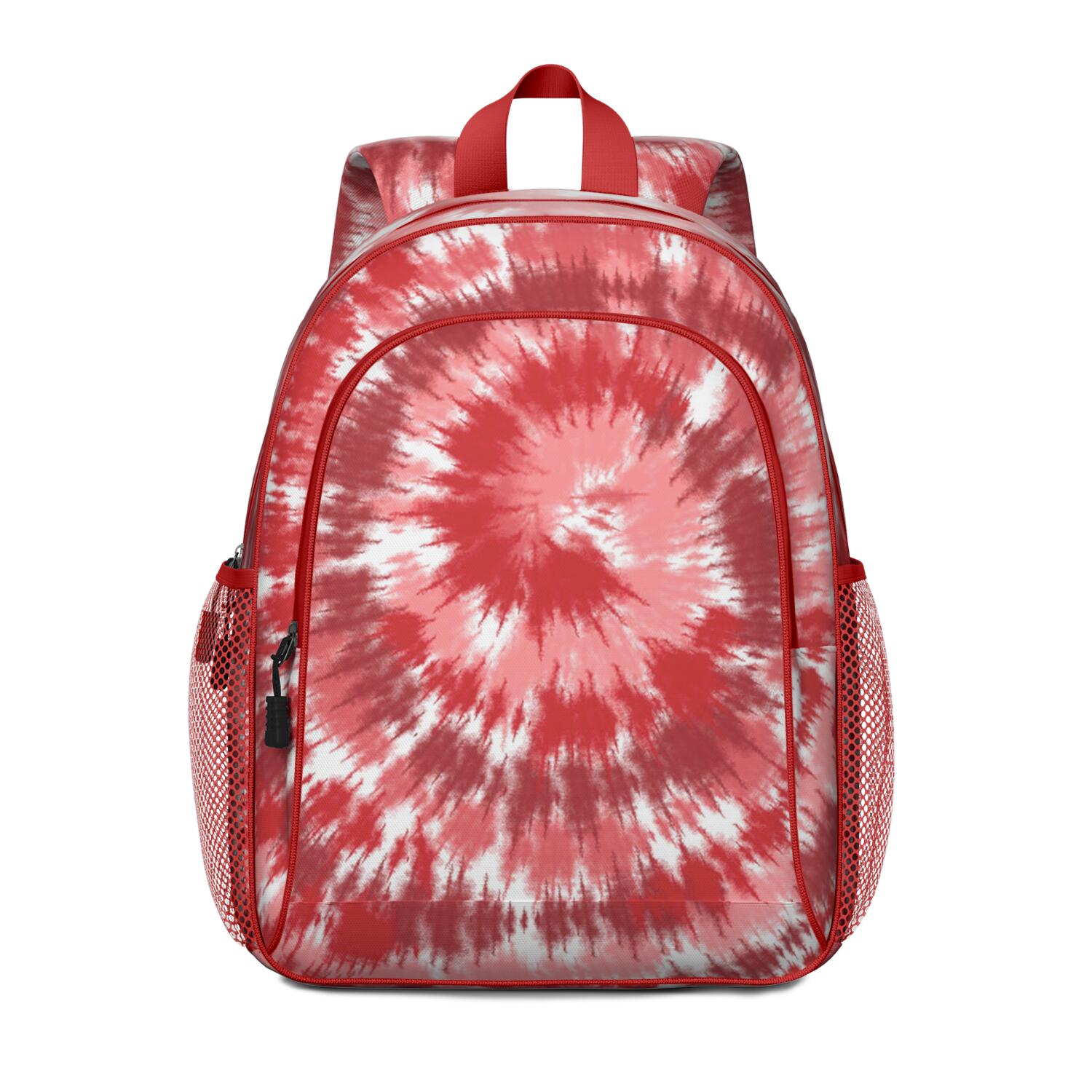Red Tie Dye Pattern Backpack for School,Schoolbag with Adjustable ...
