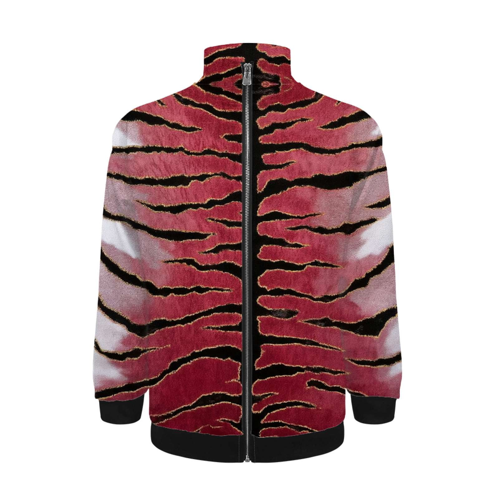 Red Tiger Stripe Velvet Fabric Jacket Men's Street Cool Long Sleeves ...
