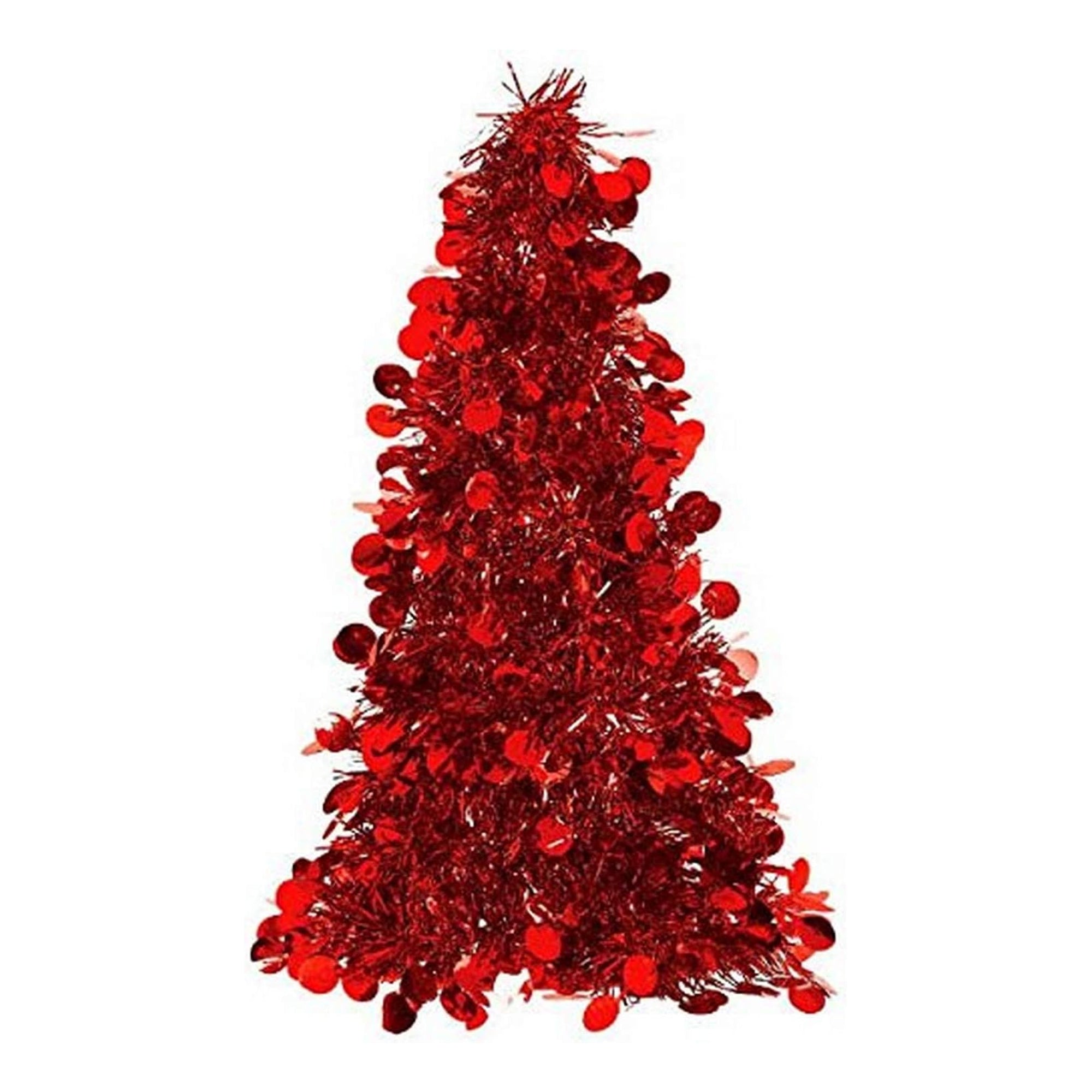 Red Tinsel Christmas Tree Table Centerpiece - 10in. - Quantity of 1 ...