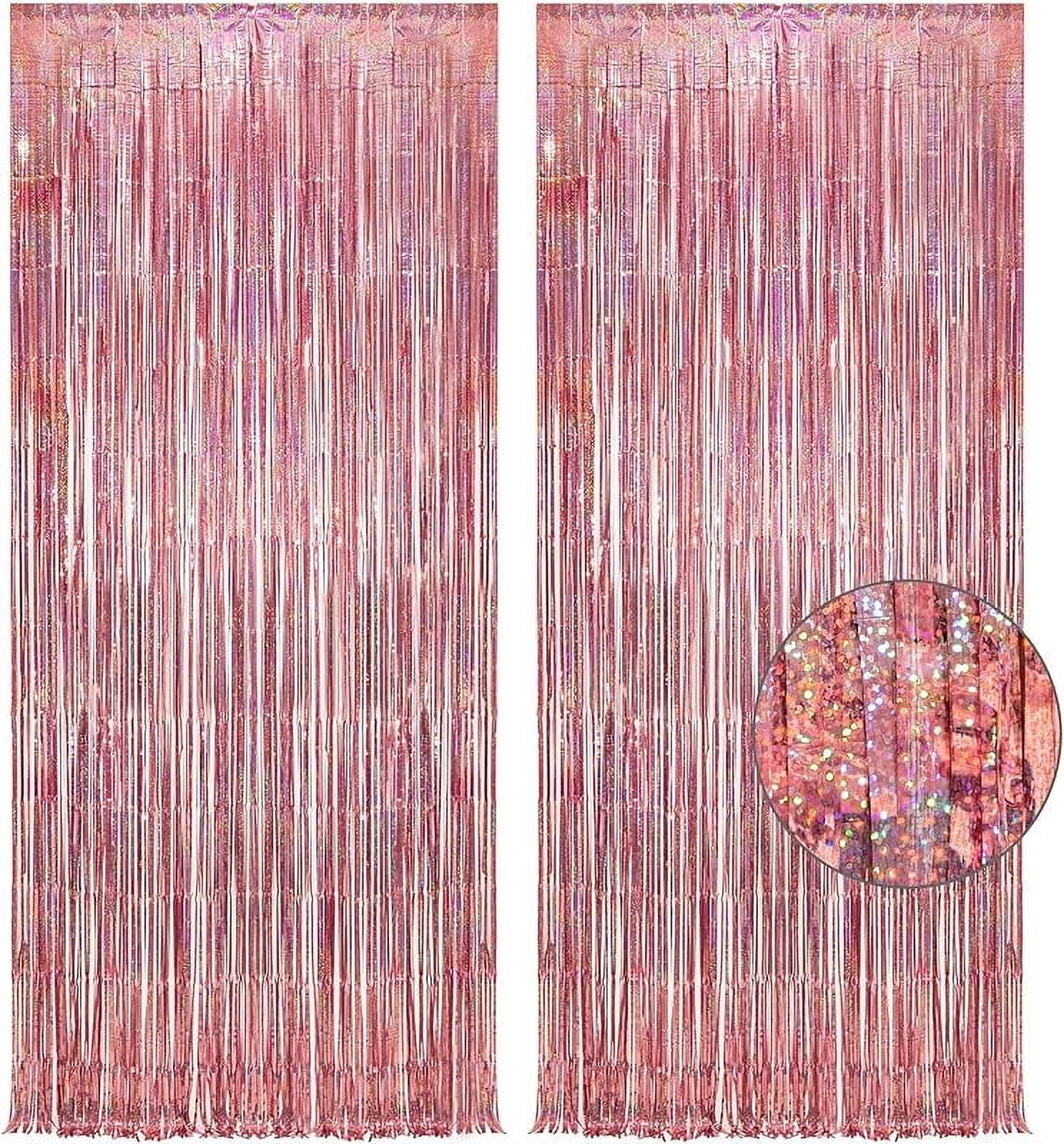 Red Tinsel Fringe Curtains Backdrop - GREATRIL Party Streamers for ...