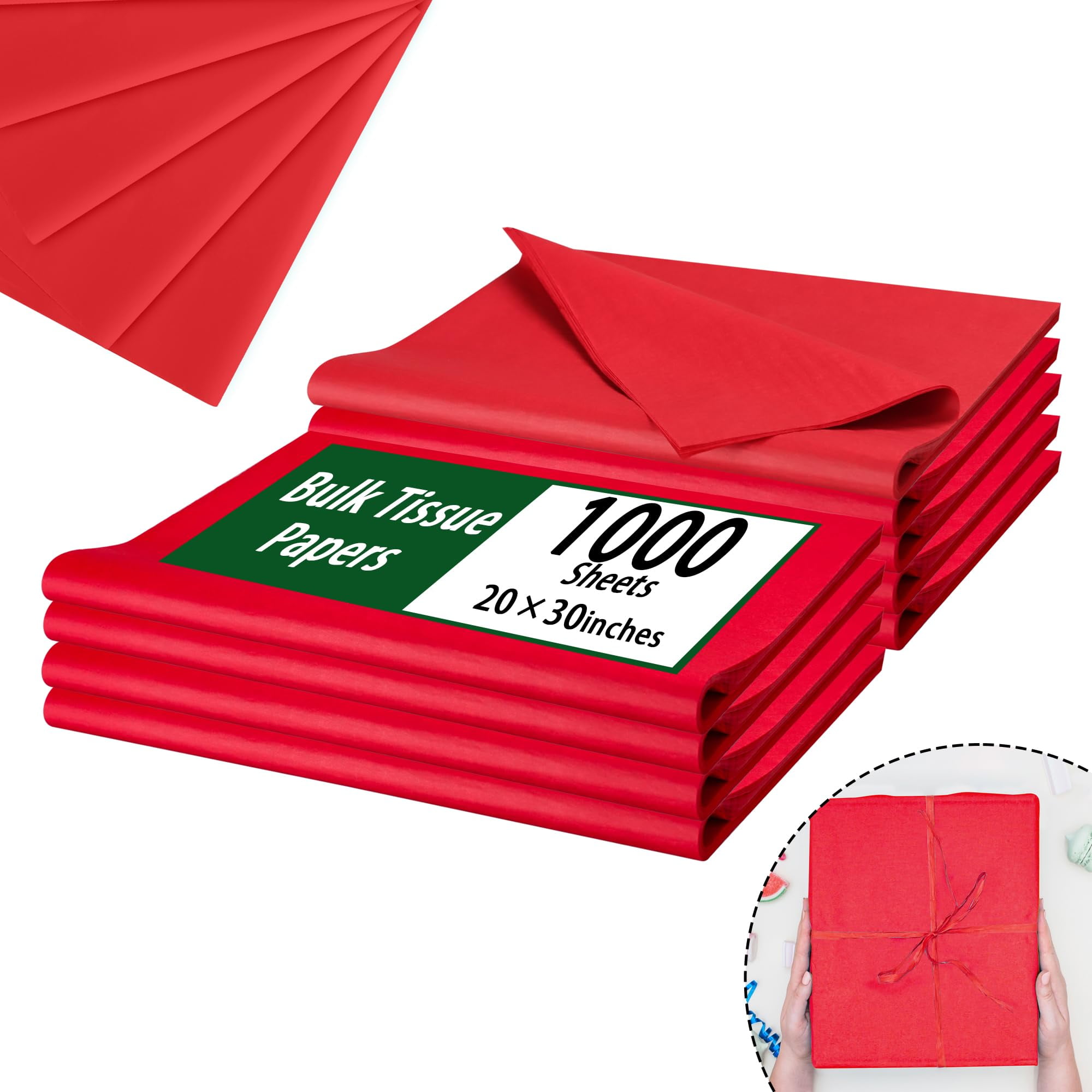 Red Tissue Paper for KEF16 Gift Bags - 1000 Sheets 20 X 30 Inch ...