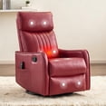 Red-Toned Faux Leather Single Manual Recliner Chair with Heat Massage ...