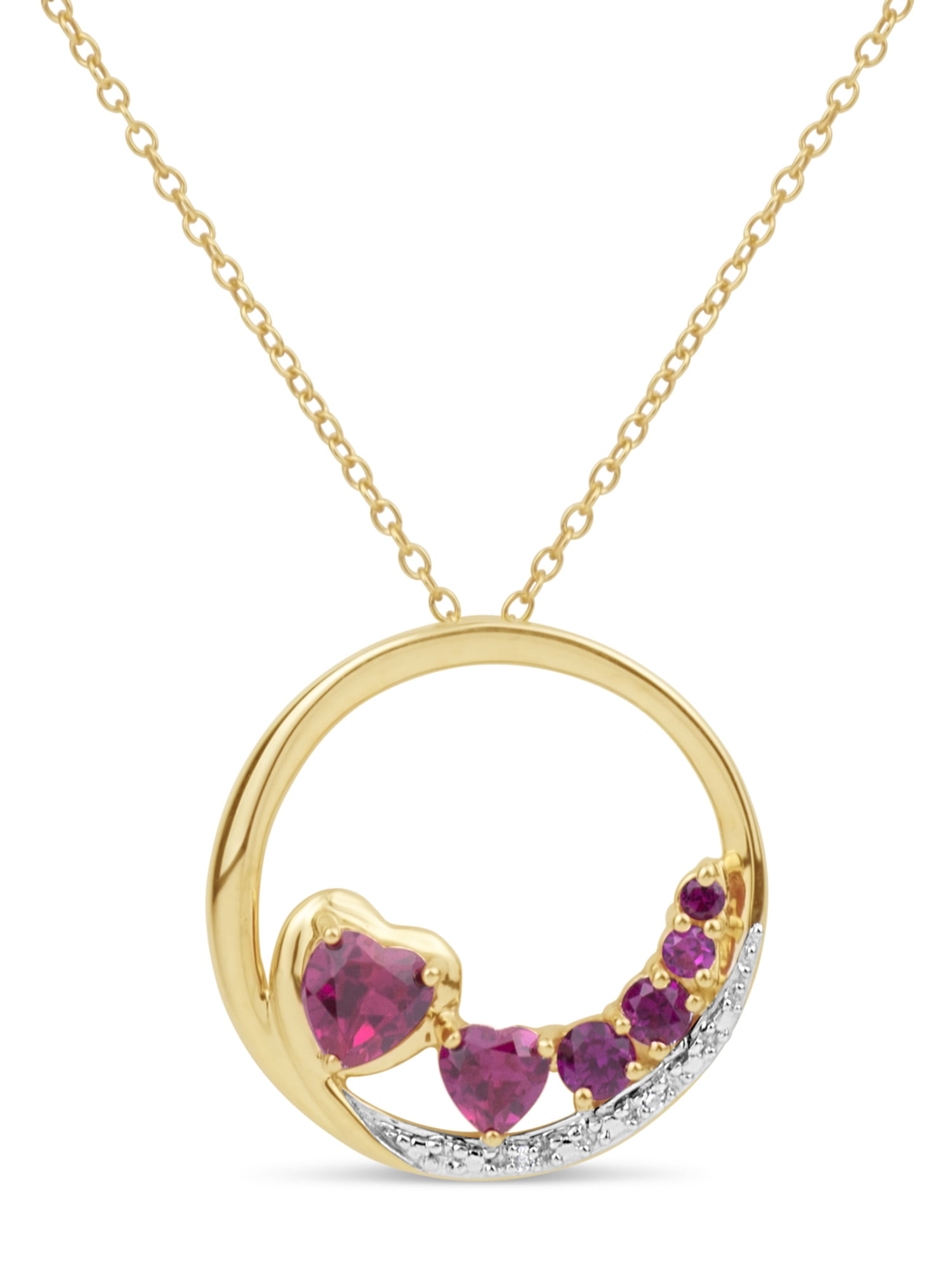 Red Topaz and White Topaz Heart Pendant in 18K Gold over Silver 18 In ...