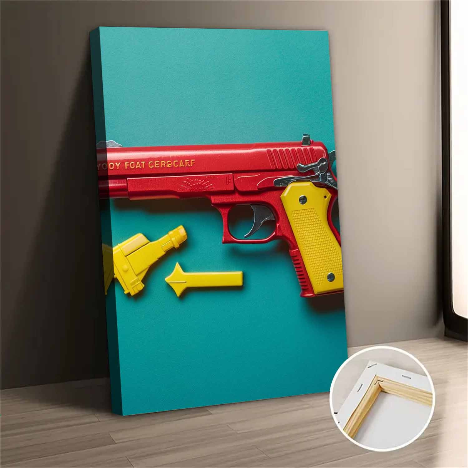 Red Toy Gun Wall Art Canvas Print - Modern Aesthetic Wall Decor ...