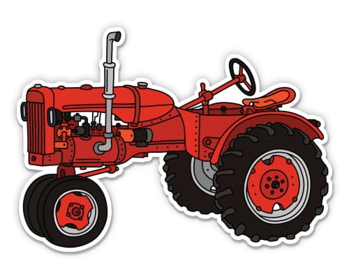 Red Tractor - 8" Vinyl Sticker - For Car Laptop I-Pad - Waterproof ...
