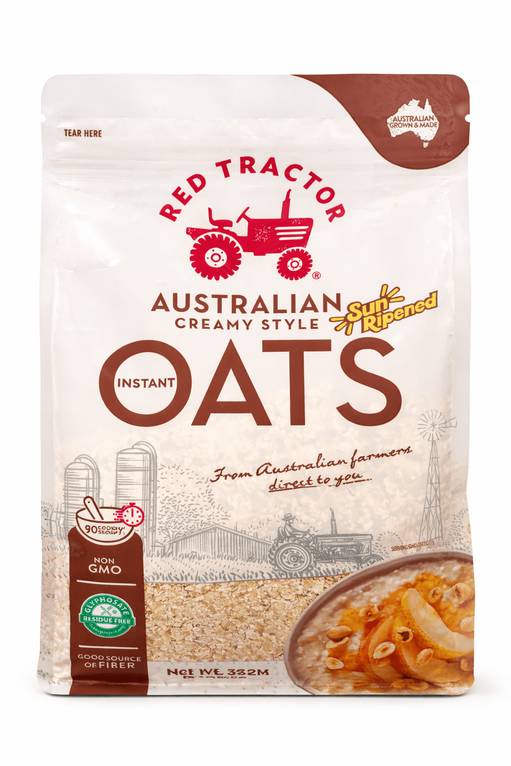 Red Tractor Australian Creamy Style Instant Oats, Sun-Ripened, Non-GMO ...