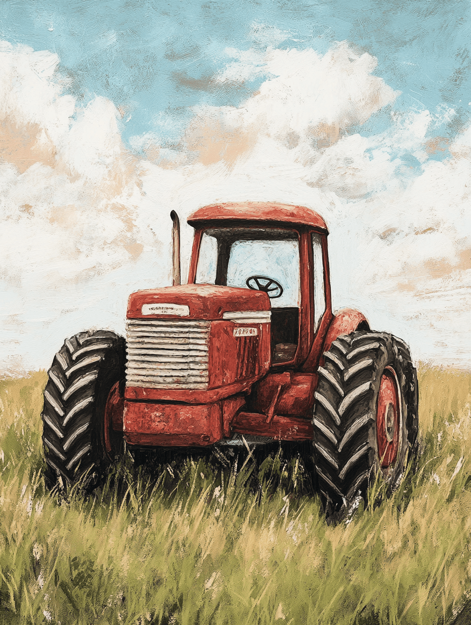 Red Tractor Canvas Wall Art， Perfect for Farmhouses， Living Rooms ...
