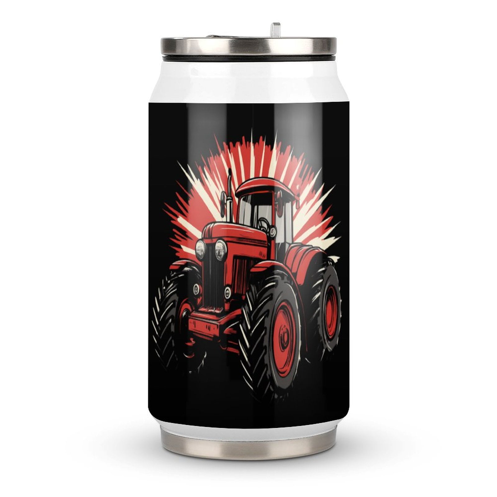 Red Tractor Coffee Tavel Tumblers with Lid and Straw Stainless Steel ...