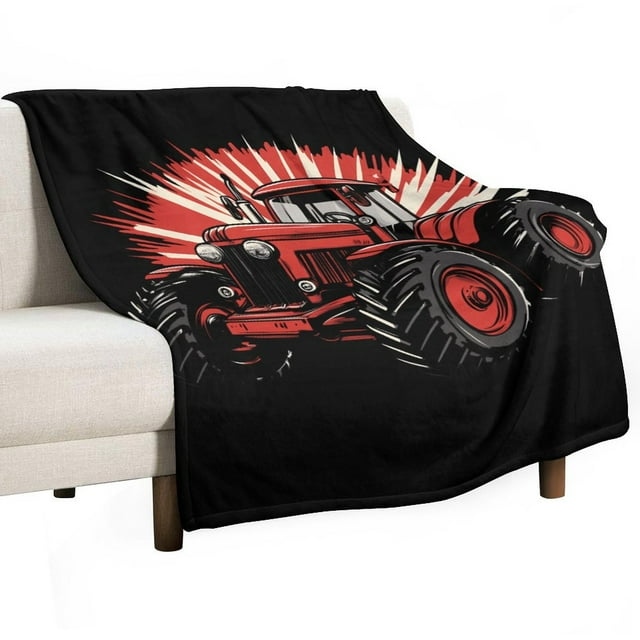 Red Tractor Super Soft Blanket Christmas Throw Blanket Flannel ...