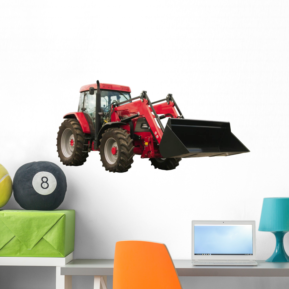 Red Tractor Wall Decal by Wallmonkeys Peel and Stick Graphic (36 in W x ...