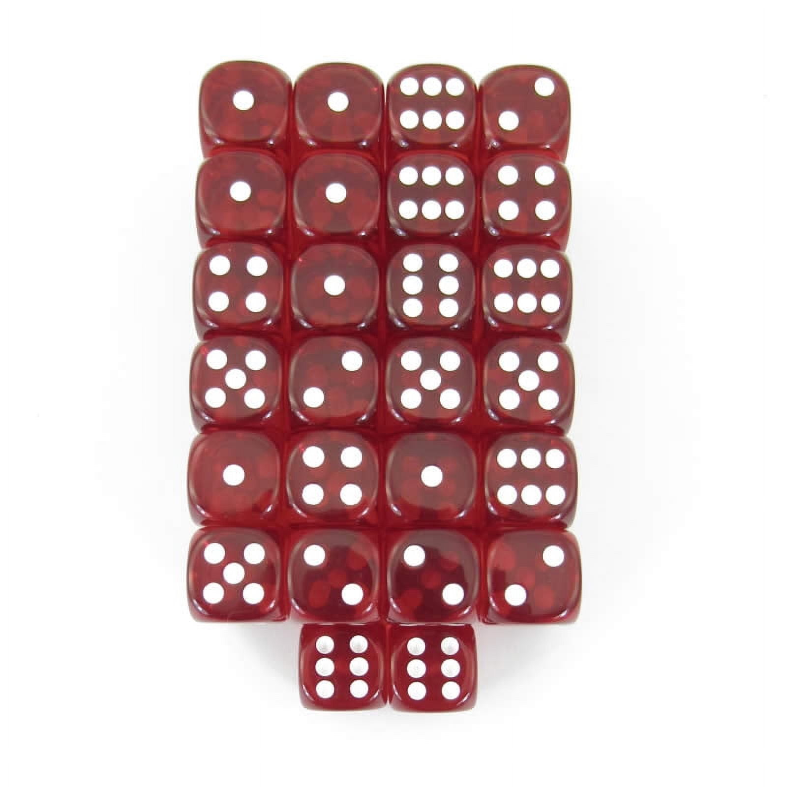 Red Translucent Dice with White Pips D6 16mm (5/8in) Pack of 50 ...