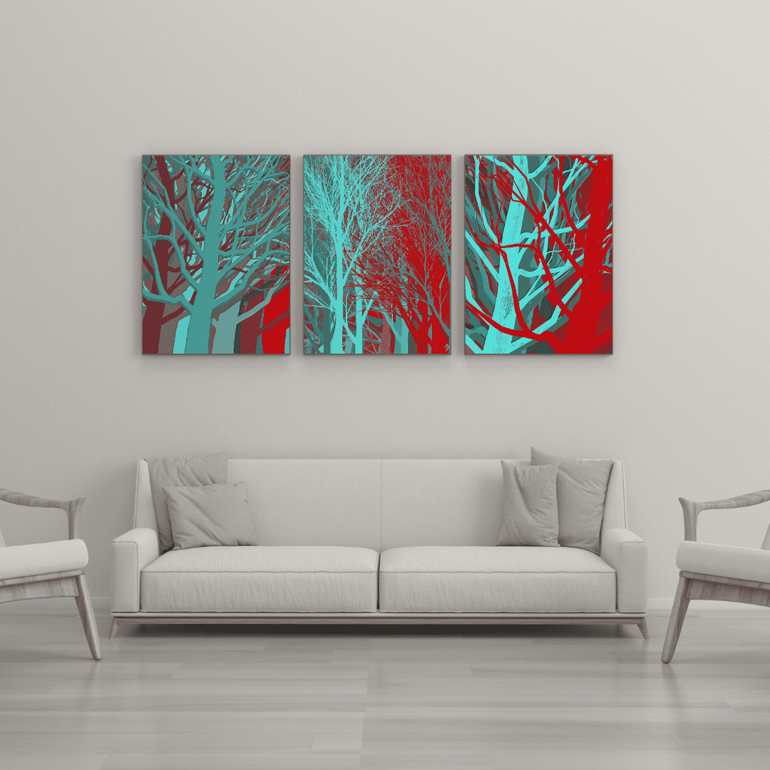 Red Tree Abstract - 3 Piece Canvas Wall Art Set - Walmart.com