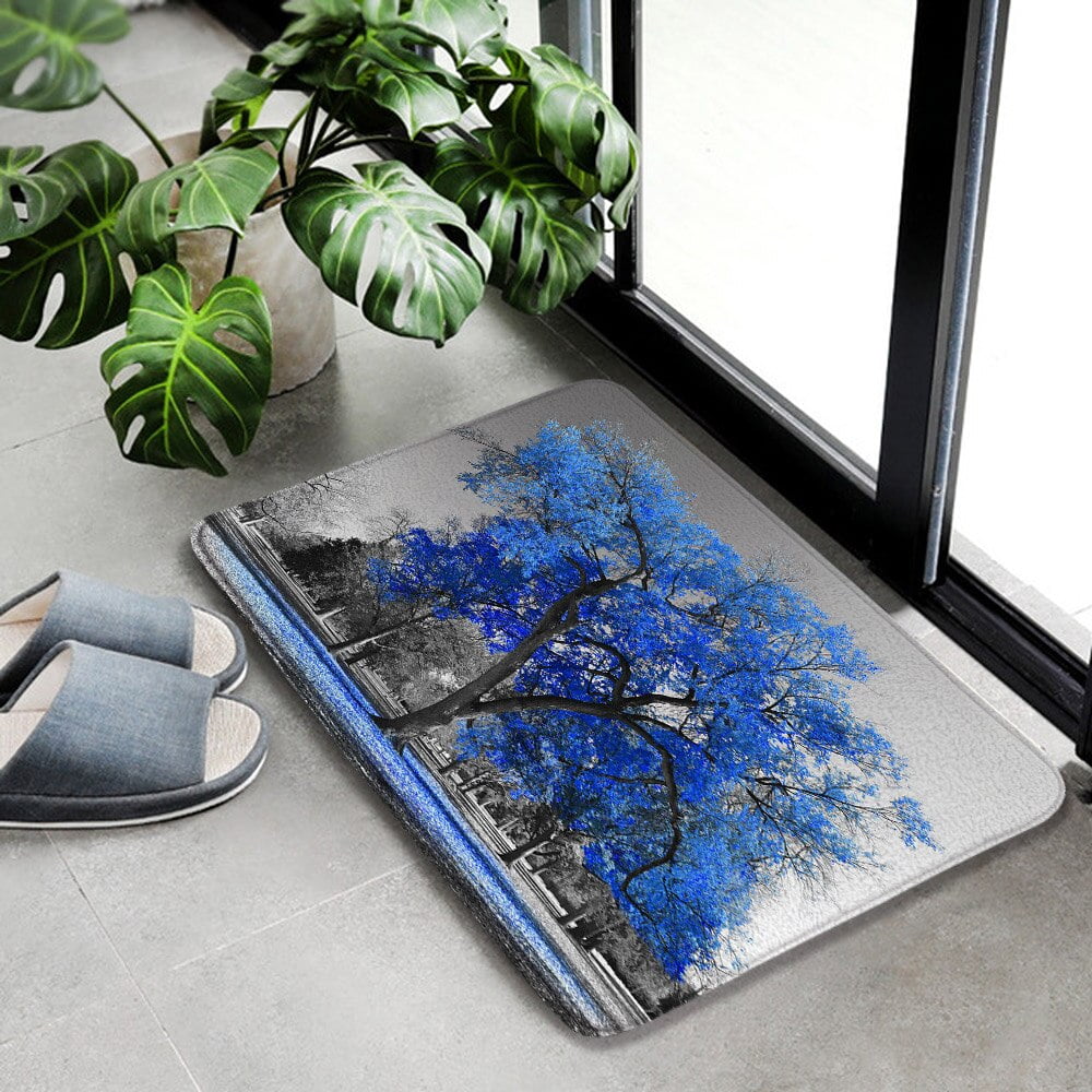 Red Tree Bath Mat Set Forest Grey Sky Nature Landscape Flannel Carpet ...