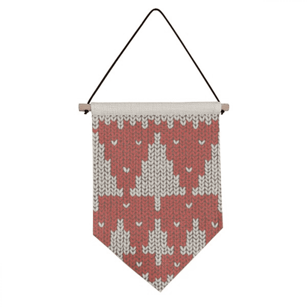 Red Tree Knit Nordic Illustration Pattern Canvas Flag Hanging Wall Art ...