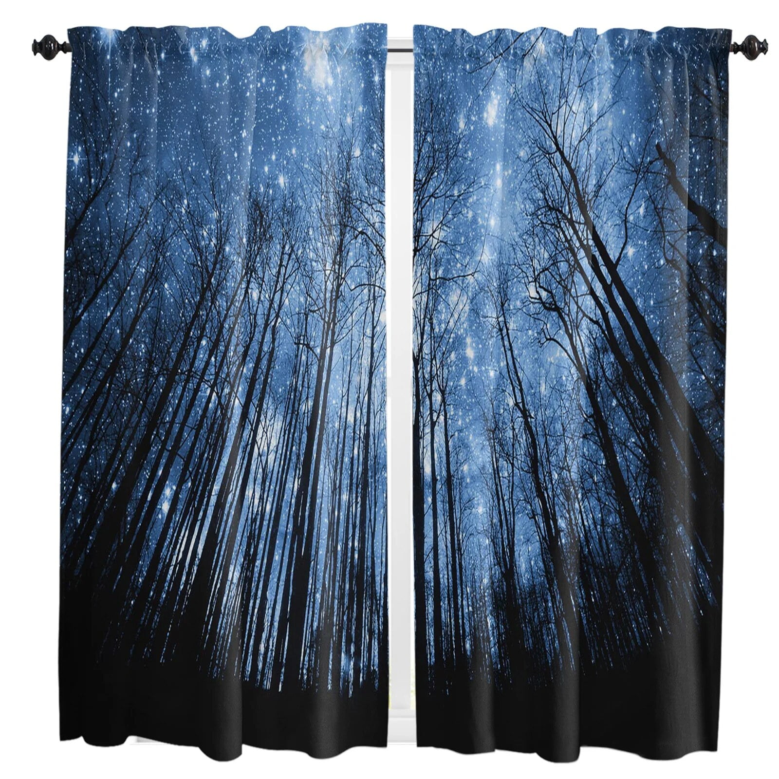 Red Trees Starry Sky Forest Curtain For Living Room Kids Bedroom ...