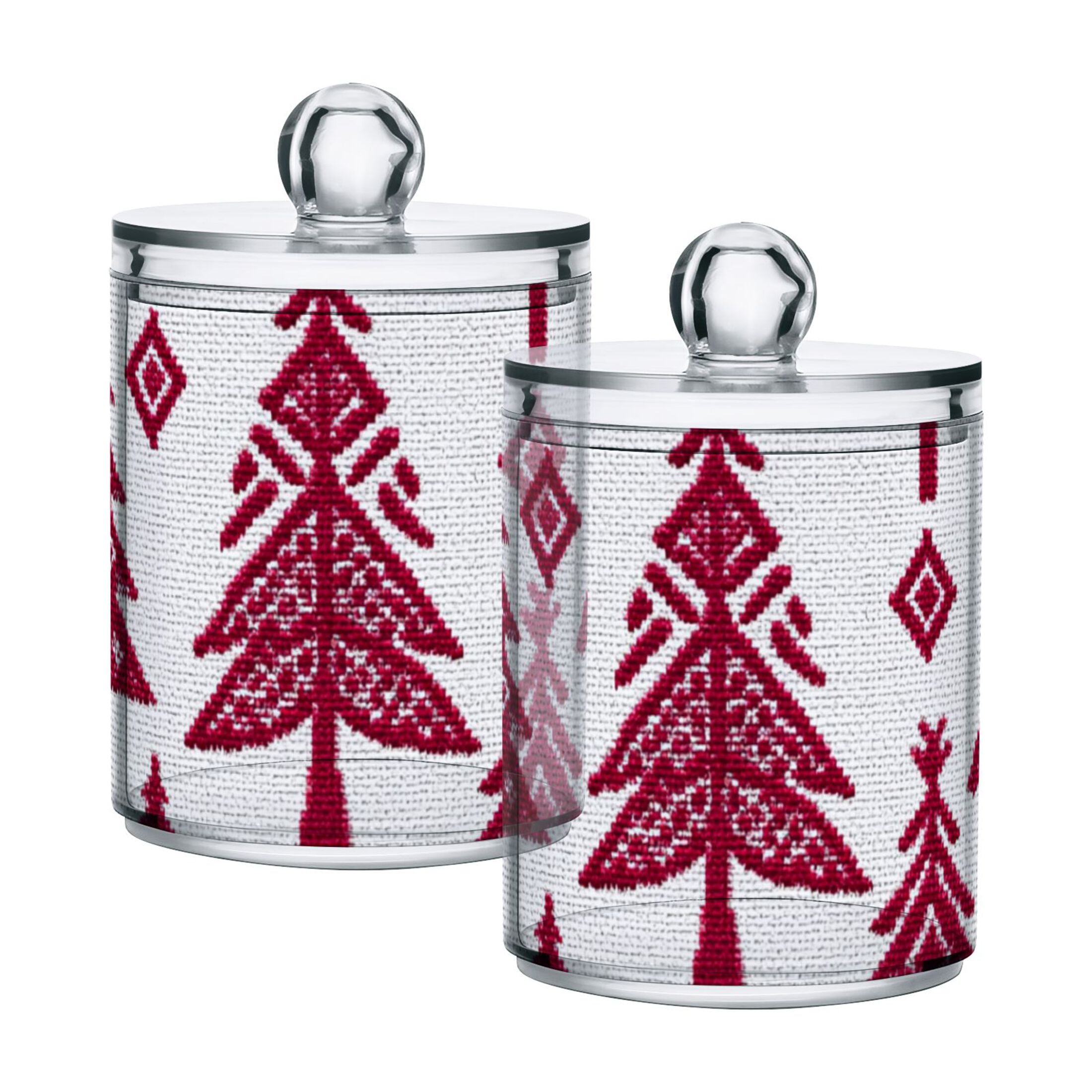 Red Trees in Christmas Translucent Plastic Cans Storage Canisters with ...
