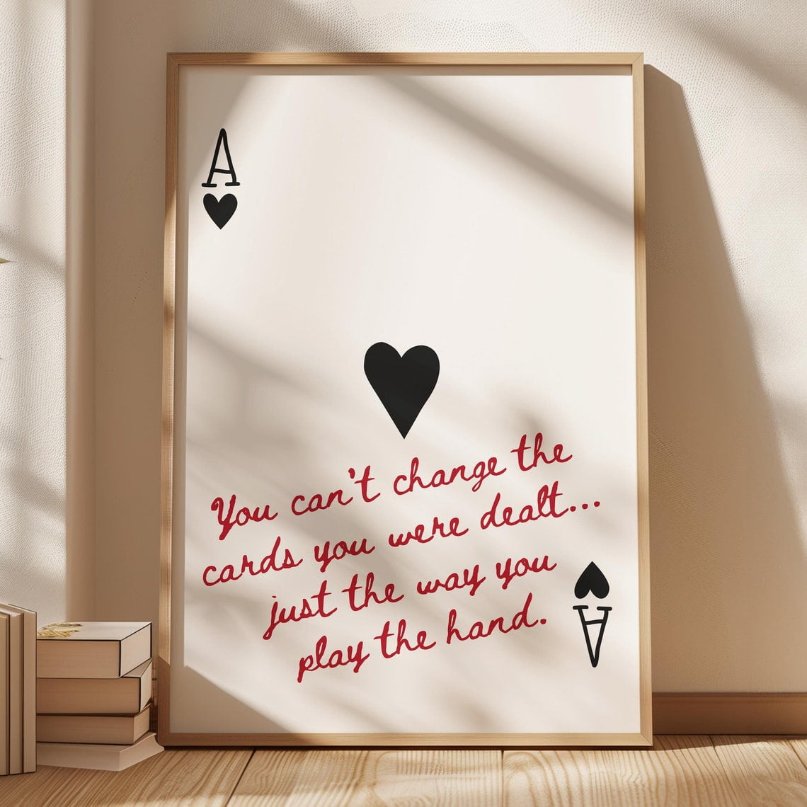 Red Trendy Wall Art, Retro Ace Hearts Playing Card Print, Preppy Poster ...