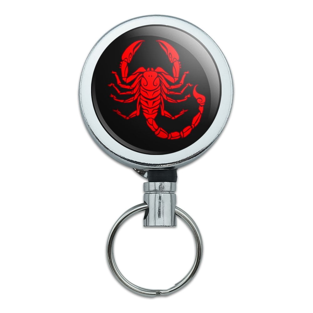 Red Tribal Scorpion Heavy Duty Metal Retractable Reel ID Badge Key Card ...
