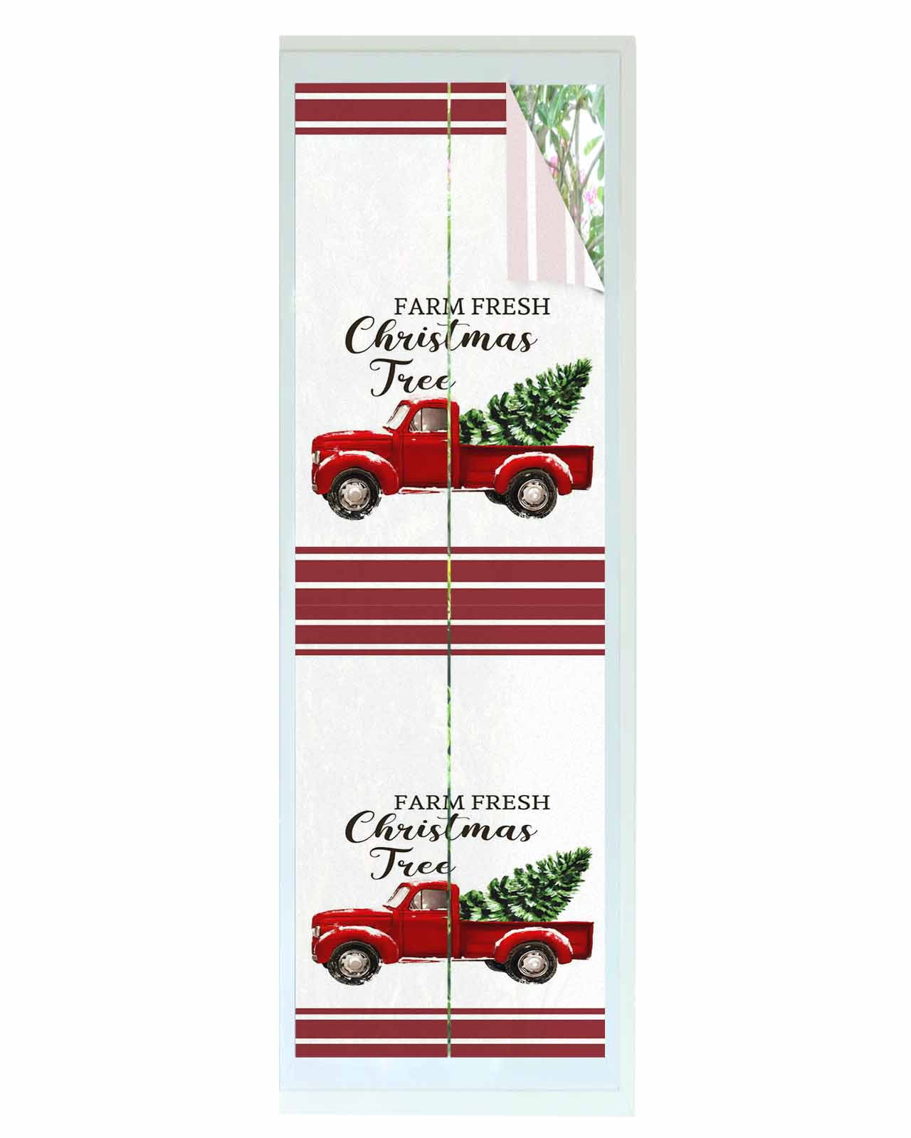 Red Truck Christmas Window Privacy Film Stained Glass Window Film ...