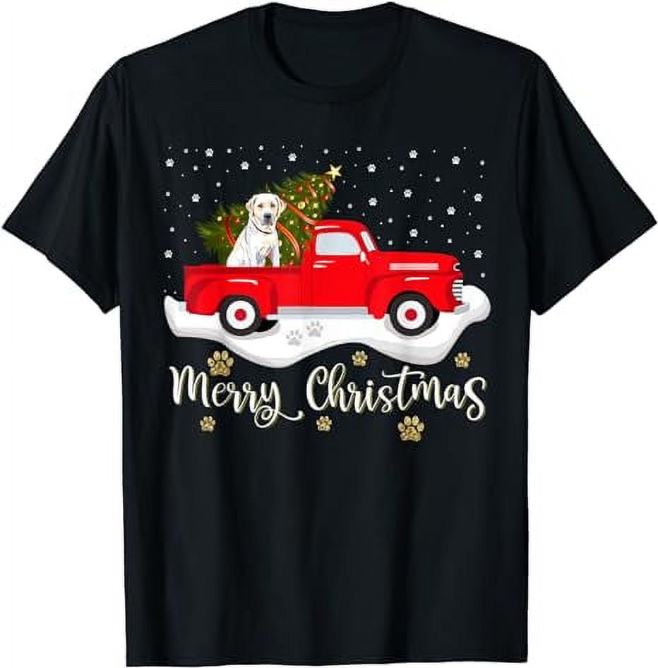 Red Truck Merry Christmas Tree Labrador Retriever Christmas T-Shirt ...