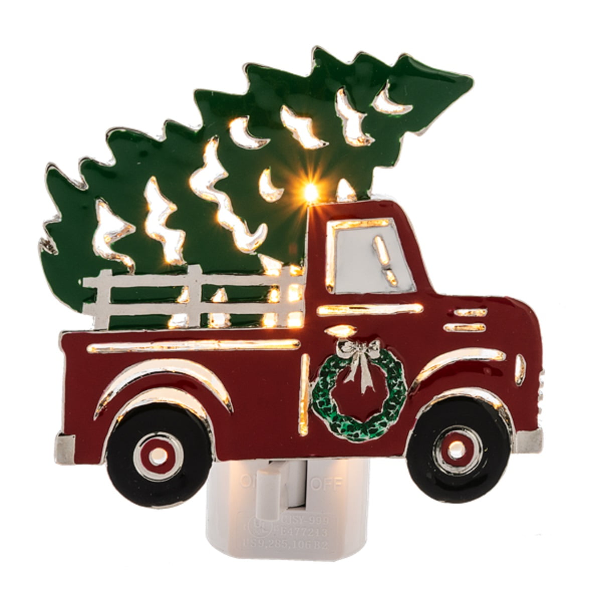 Red Truck with Christmas Tree Electric Night Light 7 Watt Bulb Red and ...