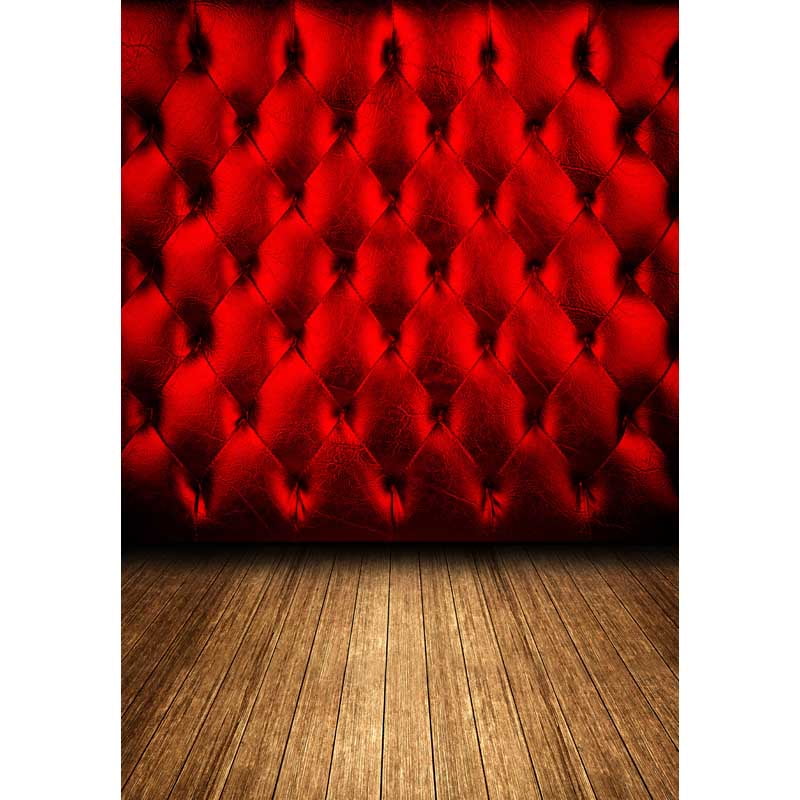 Red Tufted Photography Backdrops Wooden Floor Backgrounds for Photo ...
