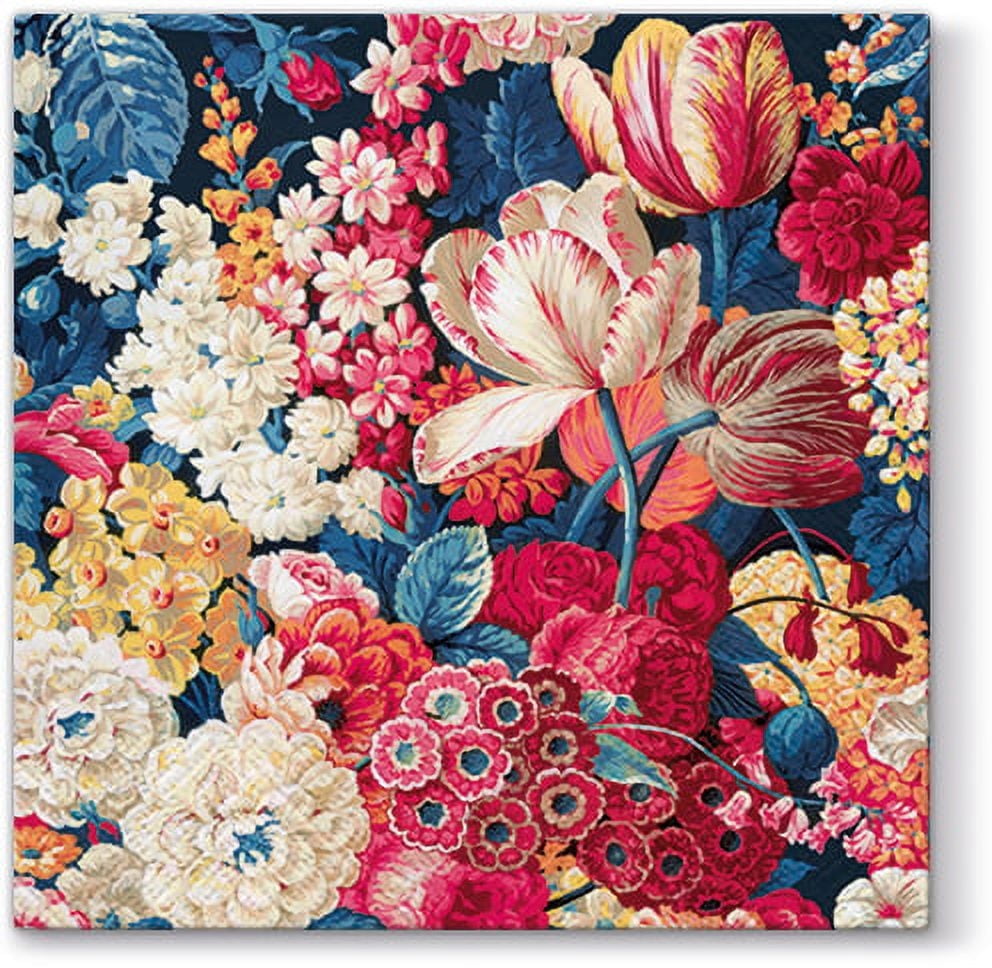 Red Tulips on Blue - Decorative Floral Lunch Paper Napkins 40pcs ...