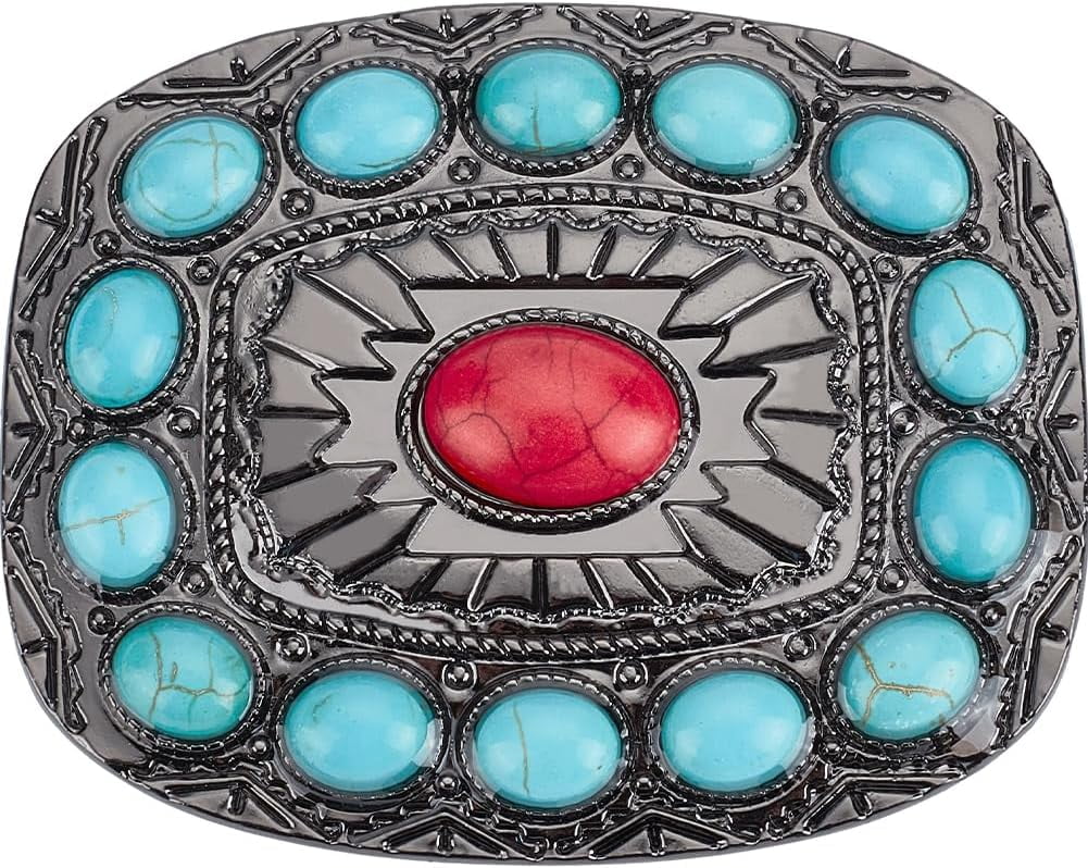 Red Turquoise Belt Buckle Western Vintage Medieval Buckles Bohemian ...
