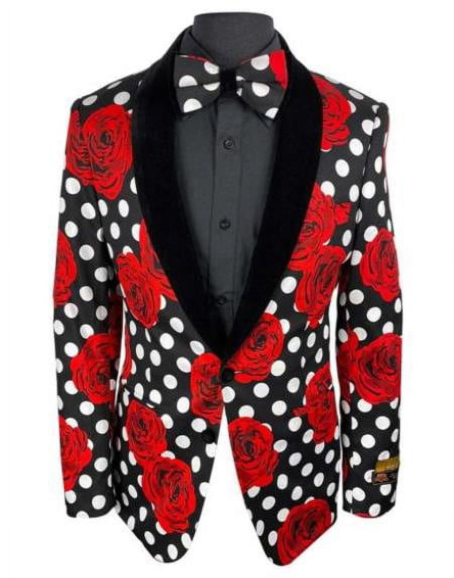 Red Tuxedo Black and White and Red Polk Dot Floral Flower Paisley Suits ...