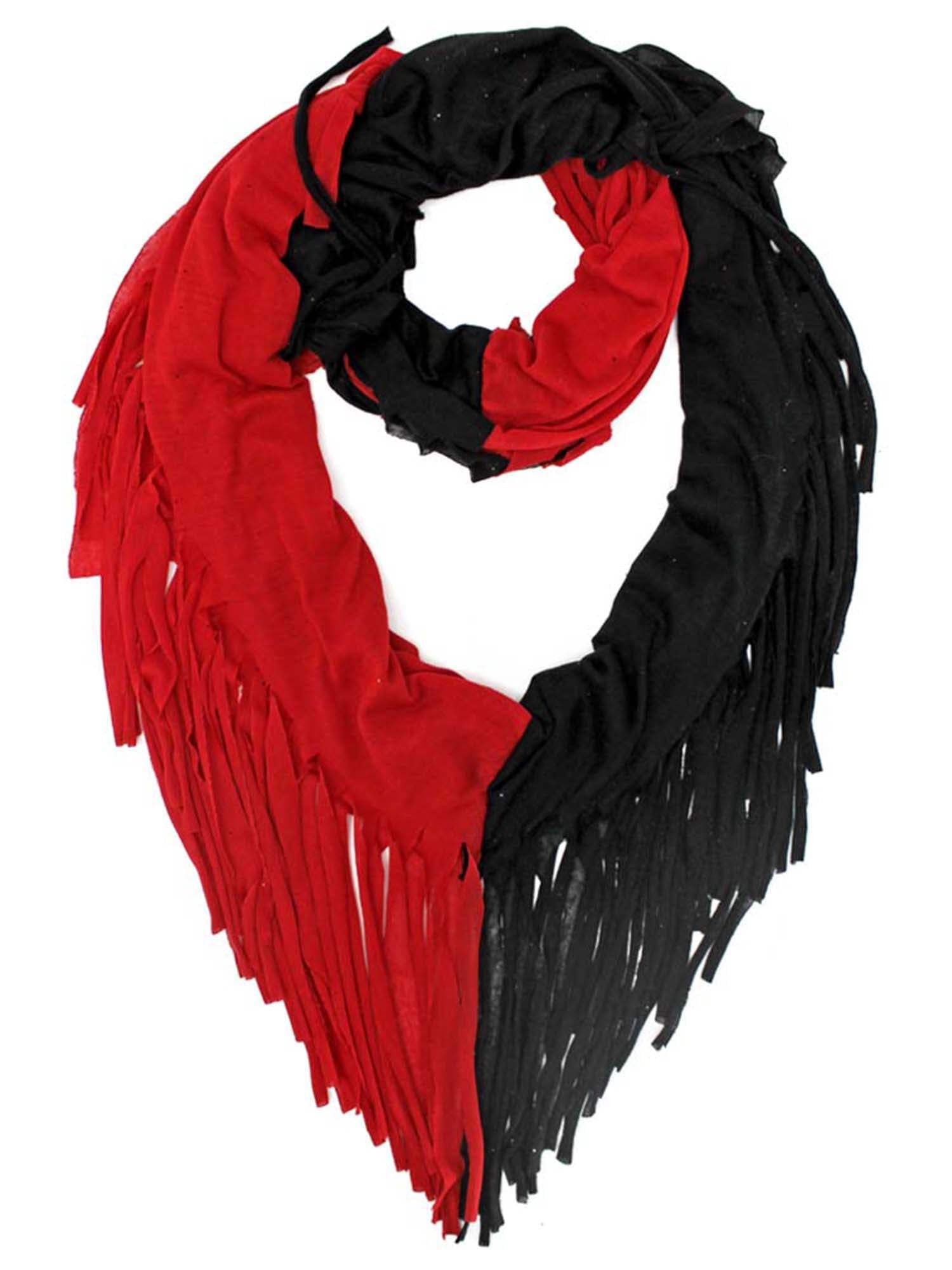 Red Two-Tone Infinity Fringe Scarf - Walmart.com