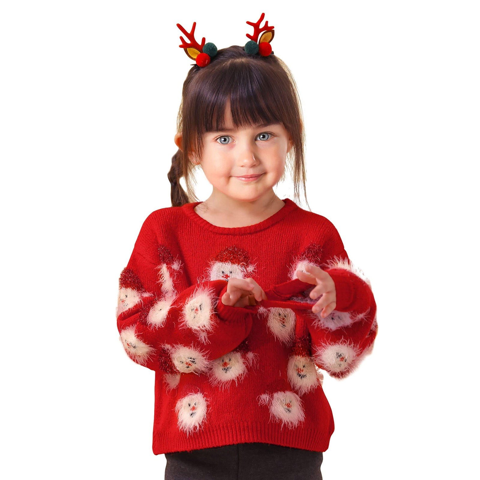 Red Ugly Christmas Girl Christmas Sweater Funny Santa Xmas Holiday Party Knitted Pullover