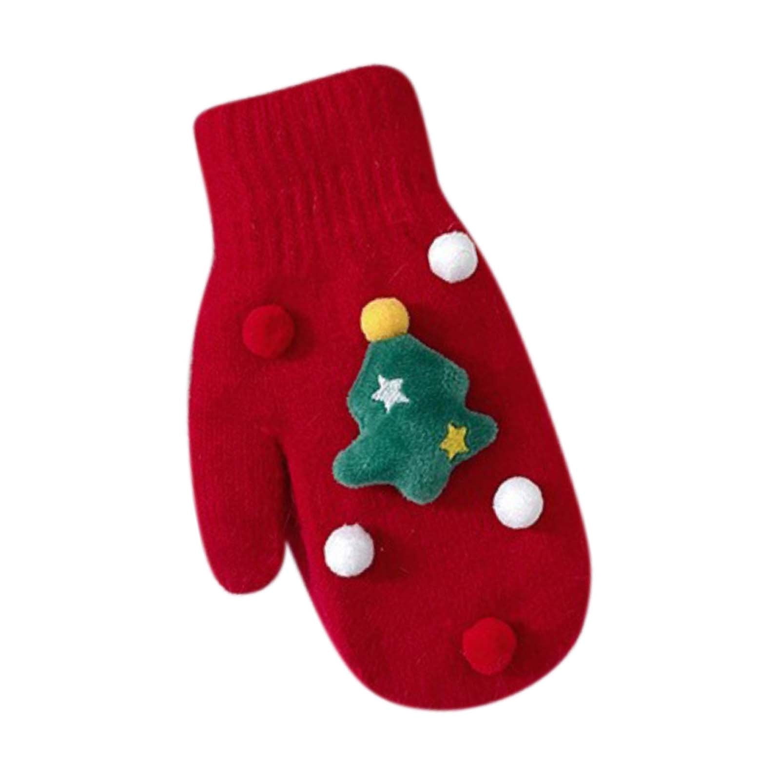 Red Unisex Festive Gloves With Knit Design And Lightweight Build For ...