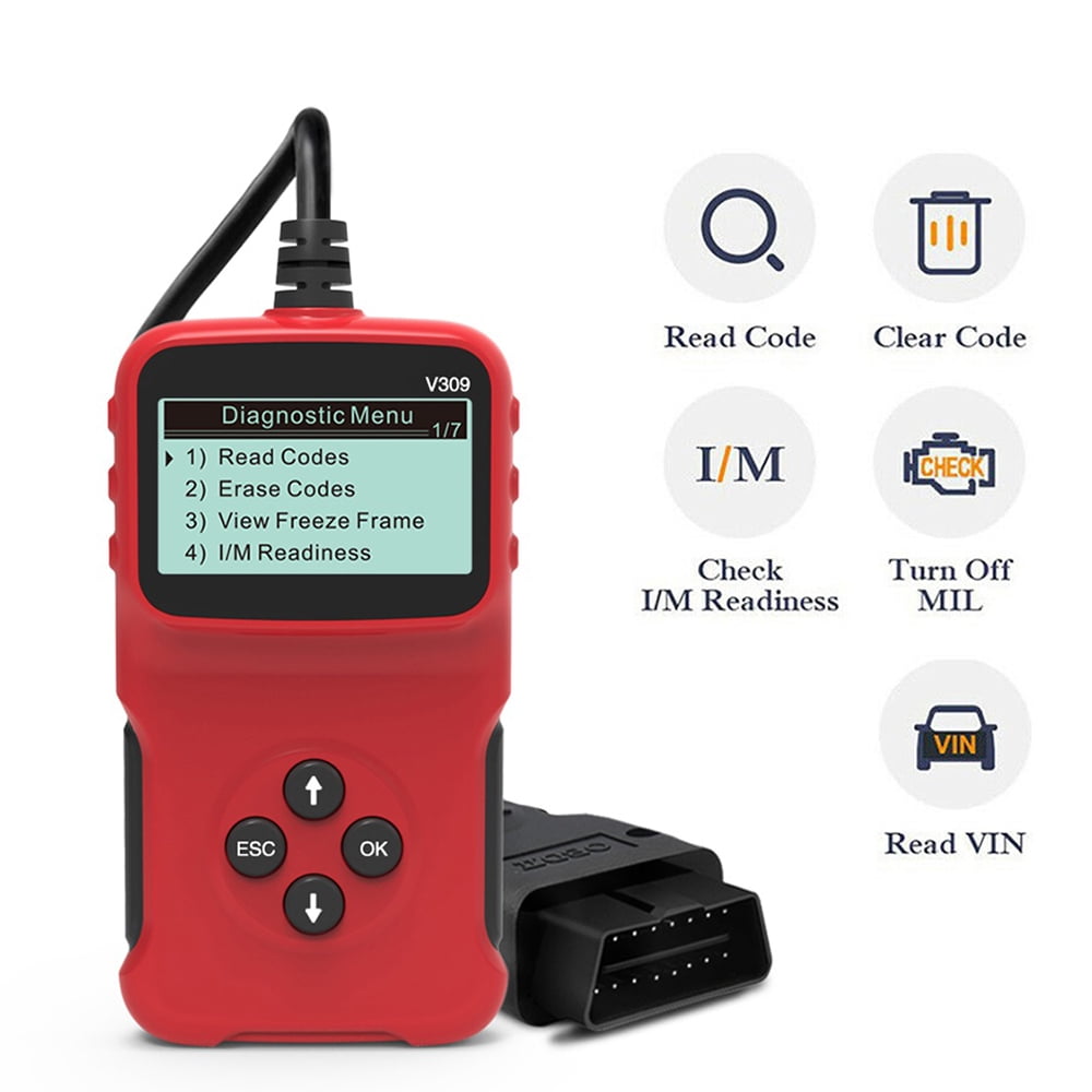 Red Universal OBD2 Scanner, OBD II Car Diagnostic Scanner Code Reader ...
