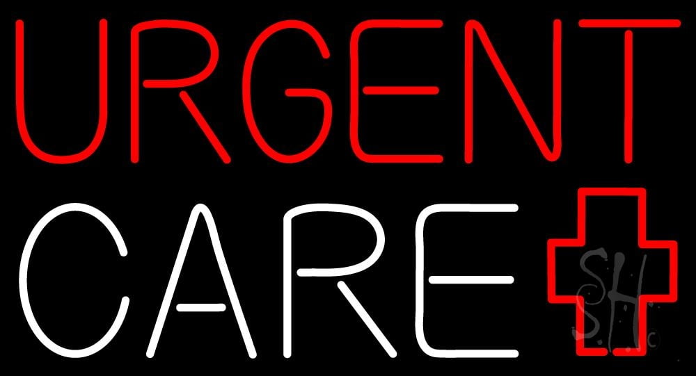 Red Urgent Care Plus Logo LED Neon Sign 20 x 37 - inches, Black Square ...