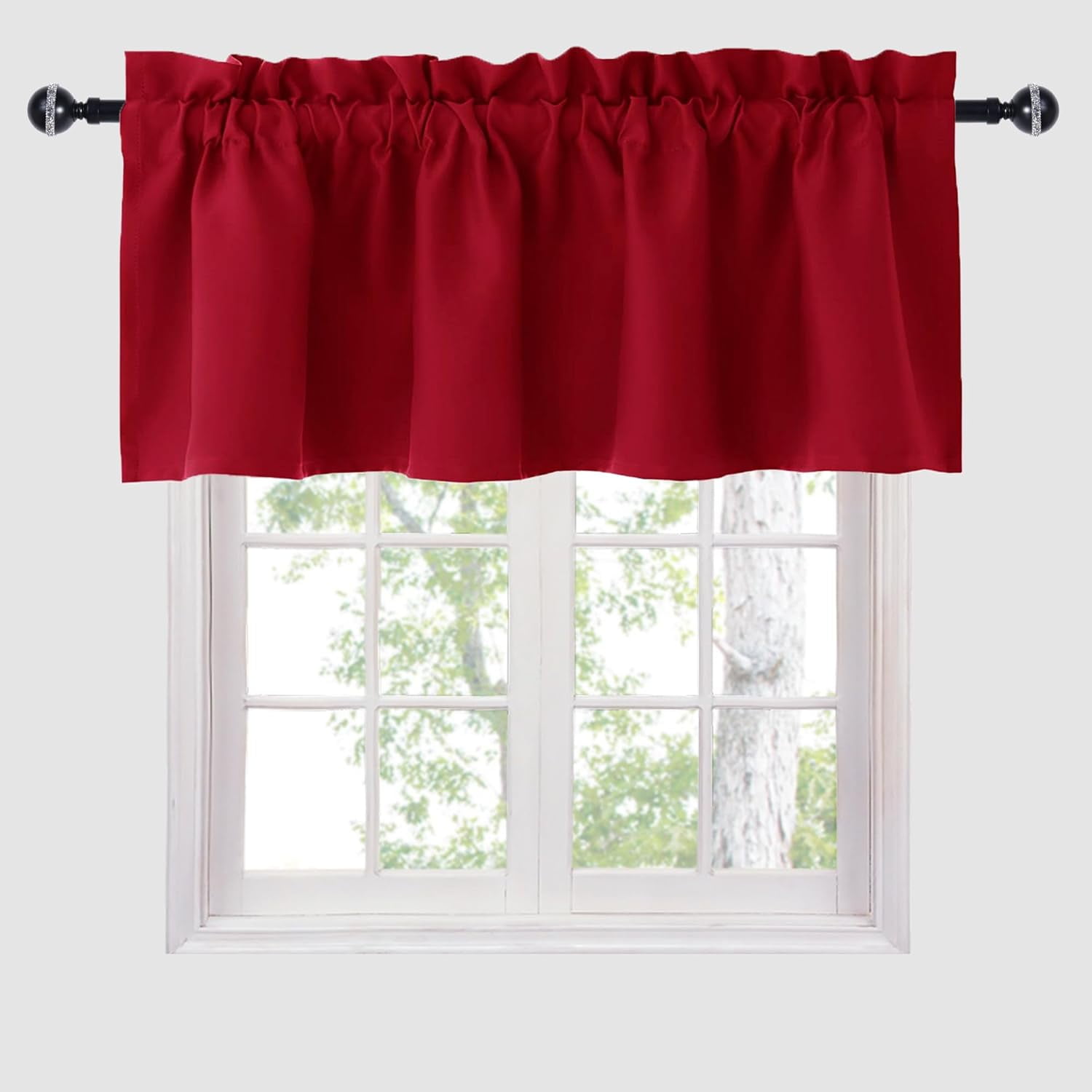 Red Valance Curtains for Kitchen Blackout Thermal Insulated Rod Pocket ...