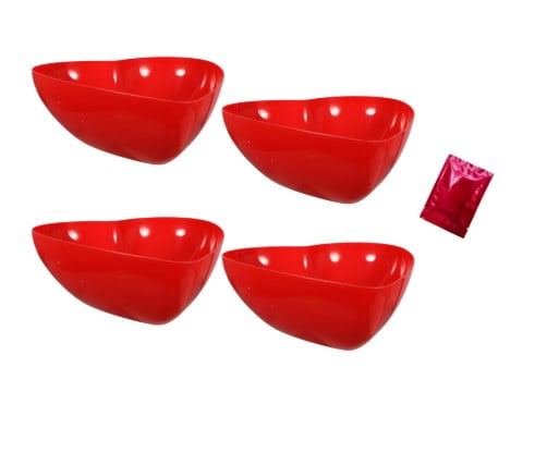 Red Valentine Heart-Shaped Deep Bowls – Large 10x9x3-Inch Durable ...
