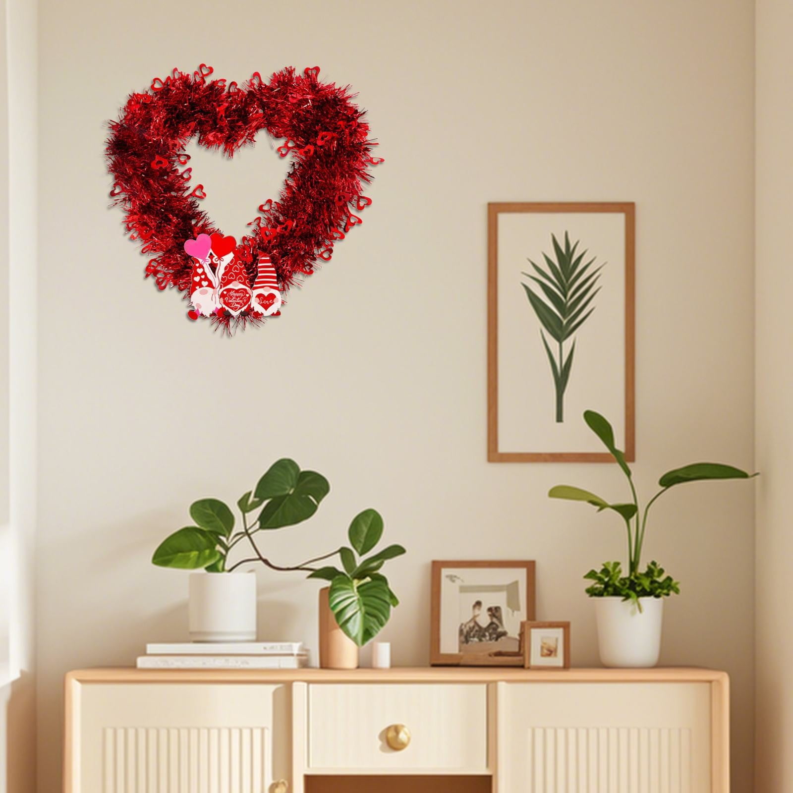 Red Valentine Heart Wreaths Tinsel Hearts Shaped Wreath Hanging ...