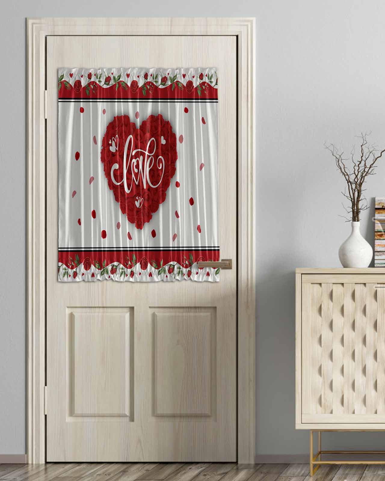 Red Valentine's Day Blackout Door Curtains for French, Glass,Front ...