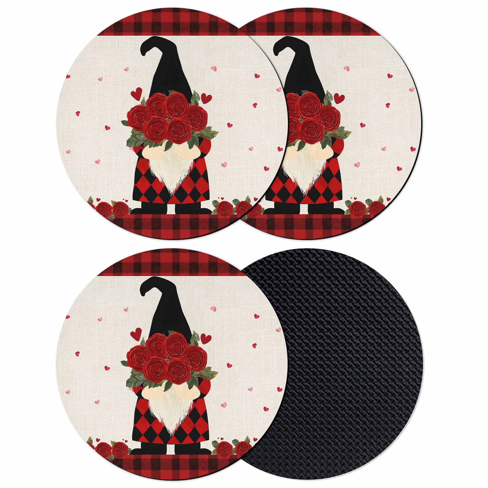 Red Valentine's Day Coasters Set of 4, Absorbent Coasters for Drinks ...