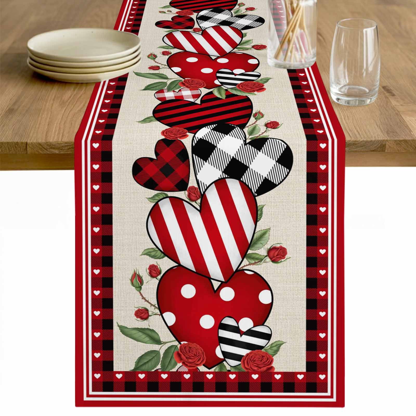 Red Valentine's Day Table Runner 60 Inches Long Farmhouse Dress Scarves ...