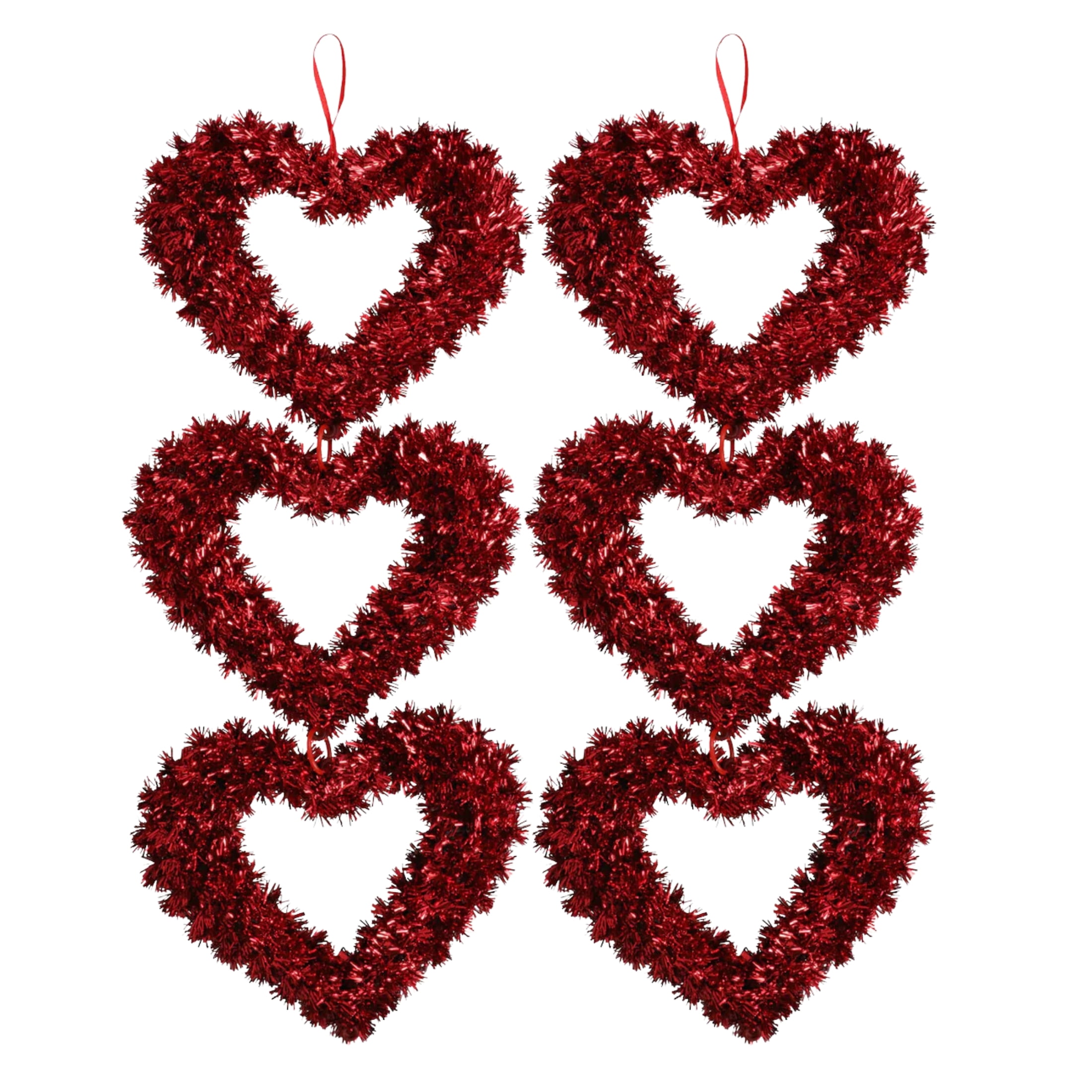 Red Valentine's Day Tinsel Triple Wall Hanging Heart Shaped Decorations ...